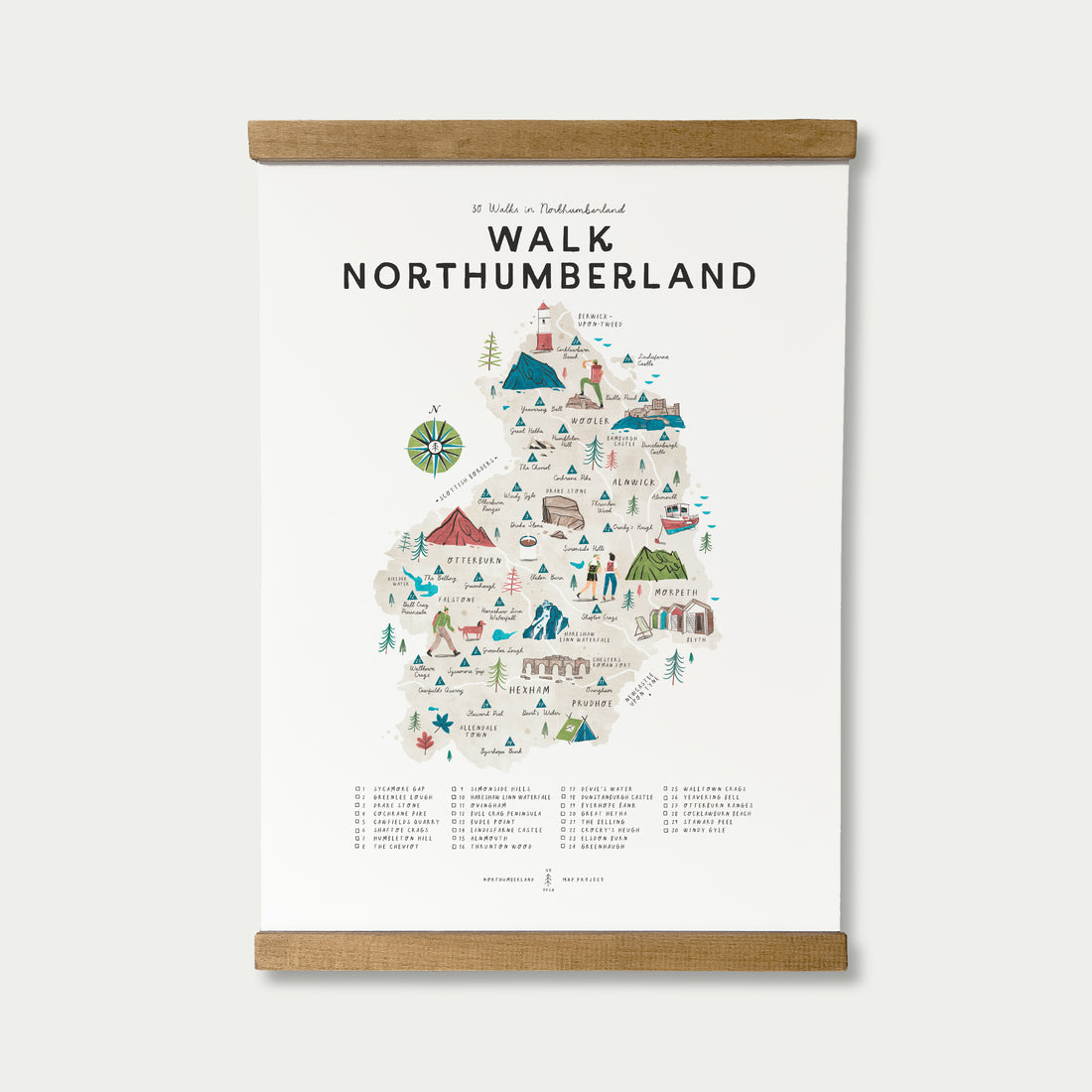 Walk Northumberland A3 Map Checklist – Plewsy